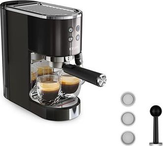 Krups Krups Virtuoso+ Espresso-Siebträgermaschine, 15 bar Pumpendruck, 3 Crema-Filter, Edelstahl-Dampfdüse, intuitives Bedienfeld, Drehregler, inkl. Dosierl