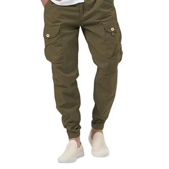 Generic Pantalon cargo en polaire pour homme, multi-poches, pantalon de randonn&eacute;e d&eacute;contract&eacute; pour homme, coupe droite, pantalon cargo, pantalon en coton, pan
