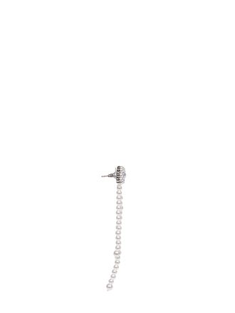 Self Portrait Pearl-Embellished Bow Drop Earrings - Silver