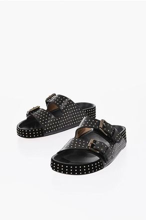 Isabel Marant Leather Slides LENNYO with Micro Studs size 36