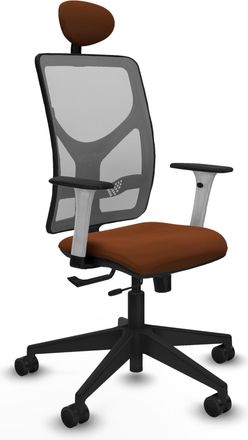 Piqueras y Crespo Call Center Stuhl mit wei&szlig;en und schwarzen Armlehnen, h&ouml;henverstellbare Lendenwirbelst&uuml;tze und festes Kopfteil, ausgestattet mit Syncro/Traslack. Grau