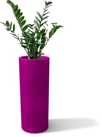 KLORIS Hoher &Uuml;bertopf zylindrischer Blumenkasten Barocco 90 violett pink Polyethylen Durchmesser 35 cm H&ouml;he 90 cm Tiefe Fach 30 cm Made in Italy