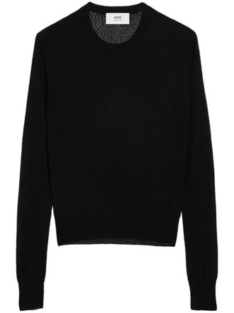 Ami pull en fil bouclé à col rond - Noir