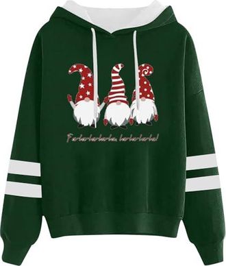 Generic Sweat &agrave; capuche imprim&eacute; de No&euml;l &agrave; manches longues pour femme | Sweat &agrave; capuche festif, Vert, XXL