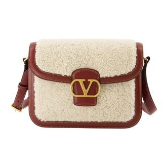 Valentino Garavani Bordeaux Leder und Wolltasche - - Bags - Damen - Beige - ONE SIZE