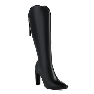 Generic Escarpins &agrave; talons hauts &agrave; bout carr&eacute; pour femme - Minimaliste - Couleur unie - Avec fermeture &eacute;clair dans le dos, Noir, 37.5 EU