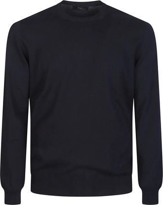 Fay Homme, Pulls, Bleu, Taille: XL Round Neck Sweater