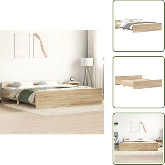vidaXL The Living Store - Bettgestell mit Kopf- und Fu&szlig;teil Sonoma-Eiche 180x200 cm - Doppelbett - Bettkasten - Holzrahmen - Massivholzbette - Eiche M&ouml;bel