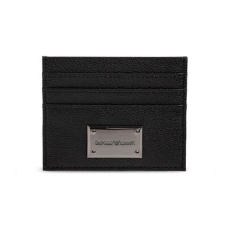 Emporio Armani Tumbled Leather Card Holder - - Accessories - Herren - Schwarzk - ONE SIZE
