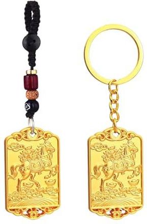 Generic Porte-cl&eacute;s avec pendentif de sac - Accessoire de lann&eacute;e du cheval, breloque pompon rouge, mascotte animale | Anneau en m&eacute;tal de bon augure | Calendrie