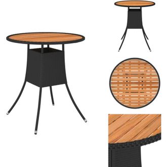 vidaXL Vidaxl - Table &agrave; d&icirc;ner de jardin Noir &oslash; 70 cm R&eacute;sine tress&eacute;e et acacia - Table De Jardin - Table &agrave; Manger Ext&eacute;rieur - Mobilier De Jardin - Table