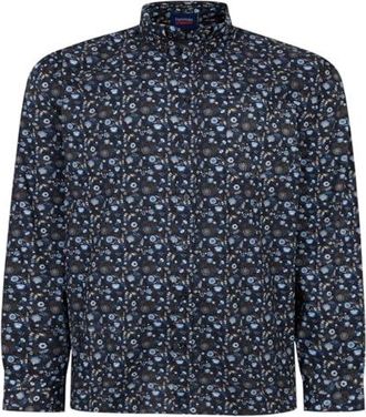Espionage SH426 Chemise florale à manches longues et col boutonné pour homme Grande taille 2-8XL, bleu marine, 8XL Grande taille