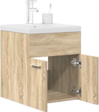 vidaXL vidaXL Waschbeckenunterschrank Einbaubecken Wasserhahn Sonoma-Eiche