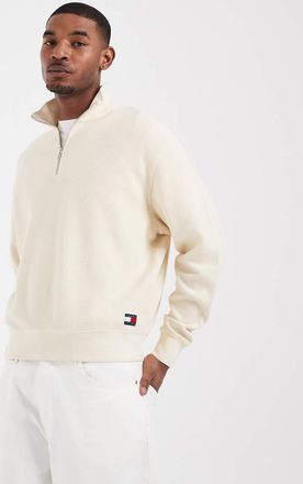 Tommy Jeans Locker geschnittenes Sweatshirt in Beige mit Waffelstruktur-Neutral