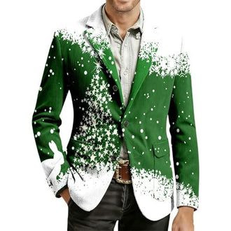 Generic Blazer Veste de Noël Homme, Veste en Velours côtelé élégante pour Occasions Formelles avec cranté et Design imprimé Festif pour soirées et événements 