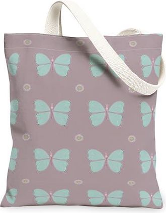 Generic Sacs fourre-tout en toile &agrave; motif papillon, sacs &agrave; provisions r&eacute;utilisables floraux, sacs &agrave; provisions printaniers, l&eacute;gers et lavables en toile pour G