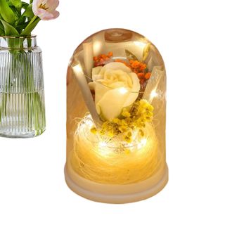 Generic Konservierter Blumenstrau&szlig; - Ewige Rose im Glasetui, Blumenstrau&szlig; mit Licht, Blumenlieferung, Geschenk | Valentinstag, Weihnachtsgeschenk, Gro&szlig;mutter,