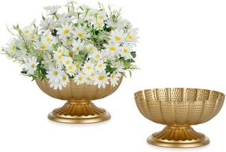 Nuptio Petit Dor&eacute; Metal Vases: Vintage Decoratif Fleur Vase Centre de Table pour Mariage Anniversaire Deco - Or Pot pour Interieur Exterieur Jardin Set de 2