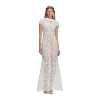 Self Portrait Femme, Robes, Blanc, Taille: 38 FR Robe Maxi en Dentelle