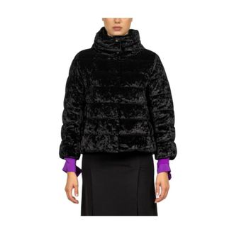 Herno Schwarze Marmorierte Samt-Pufferjacke - - Jackets - Damen - Schwarzk - 2XL