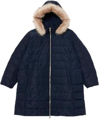 Tommy Hilfiger Doudoune Femme Tyra Heritage Coat With Fur avec Fausse Fourrure, Bleu (Desert Sky), 48