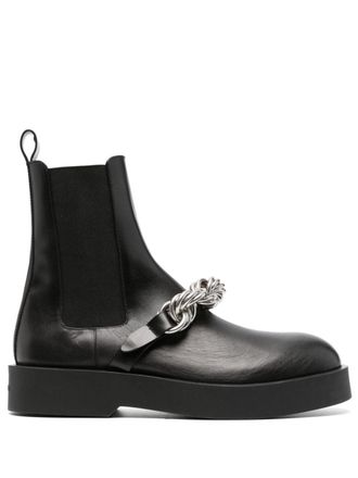 Jil Sander bottines &agrave; d&eacute;tail de cha&icirc;ne - Noir