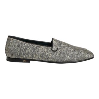 Dolce & Gabbana Glitter Lurex DG Logo Dress Loafers - - Shoes - Herren - Grau - 42 EU