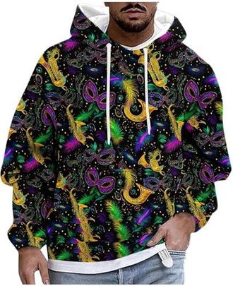 Generic Pull &agrave; capuche pour homme avec capuche - Costume de carnaval - Imprim&eacute; - Manches longues - Confortable - Chaud - Cool - Streetwear - Party Tops, Gris-