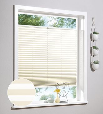 Deco Home Deco Home | Plissee nach Maß, Personalisierbare Plissees mit & ohne Bohren, Sichtschutz Fenster, Faltrollos | Champagner