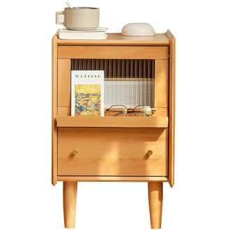 Generic Nachttisch for das Schlafzimmer, moderner, minimalistischer Stil, Beistelltisch aus Massivholz mit Stauraum, geeignet for kleine Räume wie Wohnzimmer 