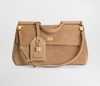 Dolce & Gabbana Handtasche My Sicily Aus Spaltleder Und Kalbsleder - Frau Collection Beige Onesize