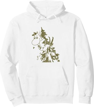 Moomin Olive Moomintroll Skifahren fliegt in Baum Wintersportspiele Pullover Hoodie