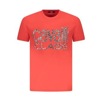 Cavalli Rotes Zebra Logo Tee - - Tops - Herren - Rot - M