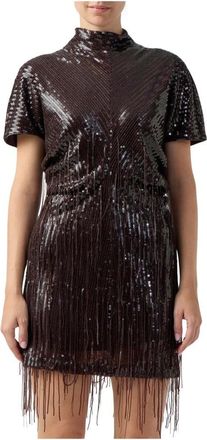 Federica Tosi Pailletten-Fransen-Minikleid - - Dresses - Damen - Braun - M