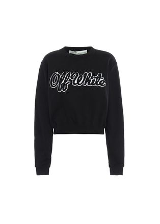 Off-white Logo Embroidered Black Cotton Sweatshirt Size S
