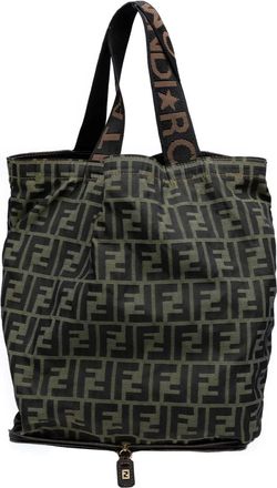 Fendi cabas pliant en toile et nylon Zucca 20e siècle - Marron