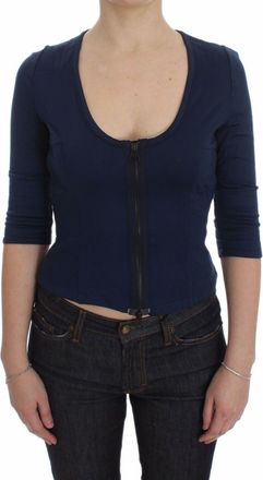 Exte Zip-up Bluse mit drei Viertel&auml;rmeln