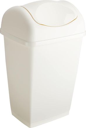 axentia 235685 Schwingdeckeleimer ca. 50 l, Abfalleimer aus wei&szlig;em Kunststoff, geruchshemmender M&uuml;lleimer mit Schwingdeckel