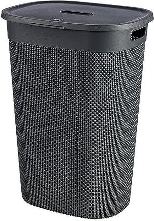 Curver Keter Curver Wäschesammler für das Badezimmer, Grau, Fassungsvermögen 55 l, 70% recycelt, 45 x 35 x 61 H