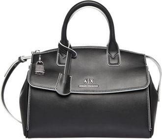 A|X Armani Exchange Jane, Sustainable, Zip Closure, Front Logo, Sac en Toile Taille M Femmes, Noir/Journal, Unique