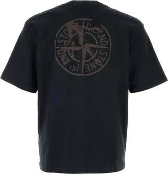 Stone Island Logo-Embroidered Cotton T-Shirt - Blue