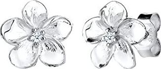 DIAMORE Elli DIAMONDS Boucles dOreilles Femmes Frangipane Fleur Diamant (0.03ct) Fleur en Argent Sterling 925