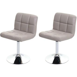 Hhg 2x Chaise de salle &agrave; manger Chaise pivotante Kavala simli Cuir Chrome, taupe-gris