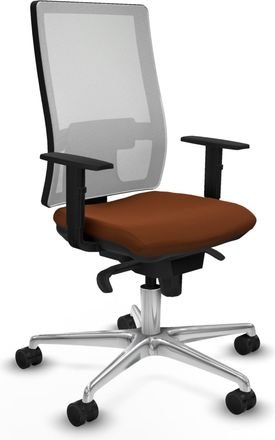 Piqueras y Crespo B&uuml;rostuhl mit 1D-Armlehnen, h&ouml;henverstellbare Lendenwirbelst&uuml;tze, mit 5 Positionen und Schaumstoff, 65 mm Nylon, Wei&szlig;/Braun