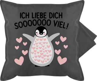 Shirtracer Kissenbezug - Partner Kissen Ideen - Ich liebe dich SOOOO viel Pinguin - Valentinstag so viel liebe Geschenk für Freund Freundin Ihn Sie Liebes Beweis