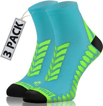 Sesto Senso 3 Paires Chaussettes Sport de Course Colorées Femme Homme 39-42 Turquoise