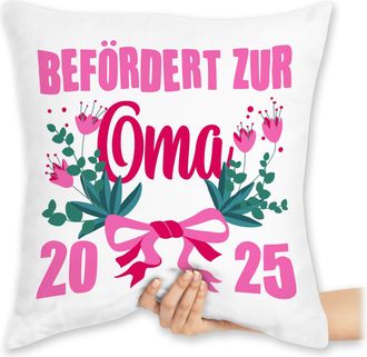 Shirtracer Kissen 40x40 Zierkissen - Großmutter - Befördert zur Oma 2025-40 x 40 cm - Weiß - Geschenk omi 2023 kissenhülle Enkelkinder für Grandma 2024 Grandmoth