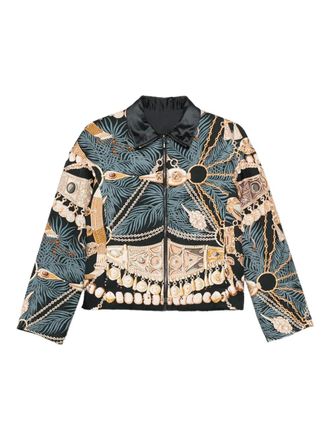 Hermès 2000s wendbare Jacke mit Kettenmuster - Blau