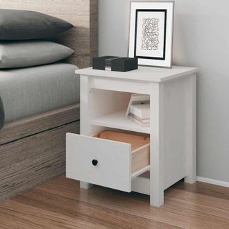 vidaXL Table de chevet Blanc 40x35x49 cm Bois de pin massif