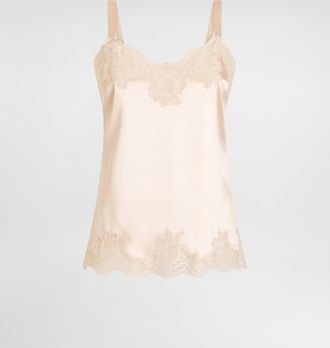 Dolce & Gabbana Top Im Lingerie-stil Aus Satin Mit Spitze - Frau Unterw&auml;sche Puderrosa Seide 1